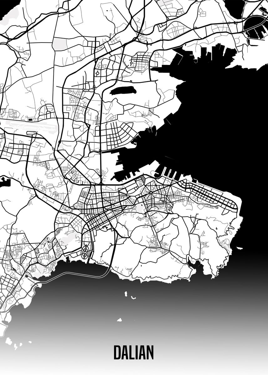 'Dalian map' Poster by Stefano Lunghi | Displate