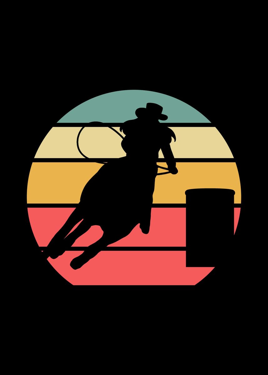 'Barrel Racing Retro' Poster, picture, metal print, paint by Mealla ...