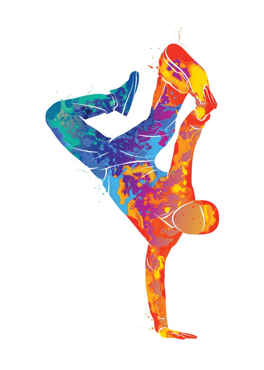'Watercolor Breakdance' Poster, picture, metal print, paint by ...