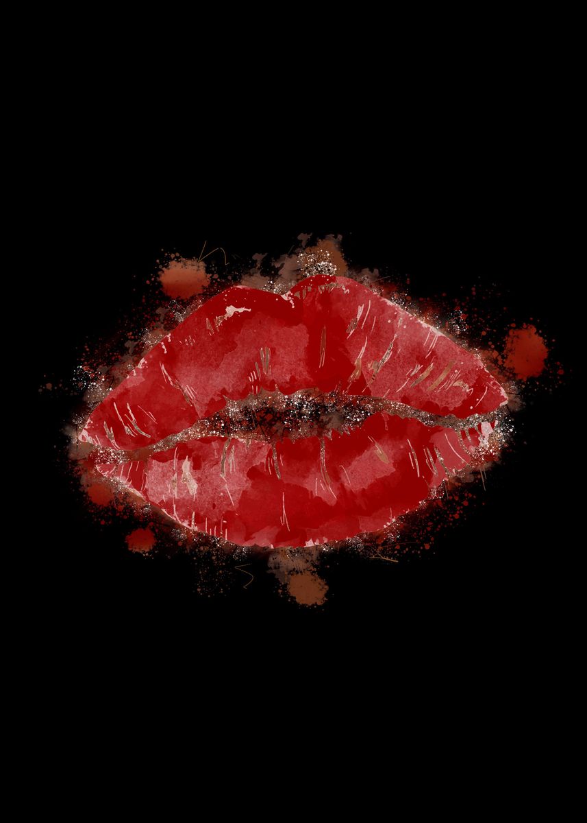 'Romantic Red Lips' Poster by Ali | Displate