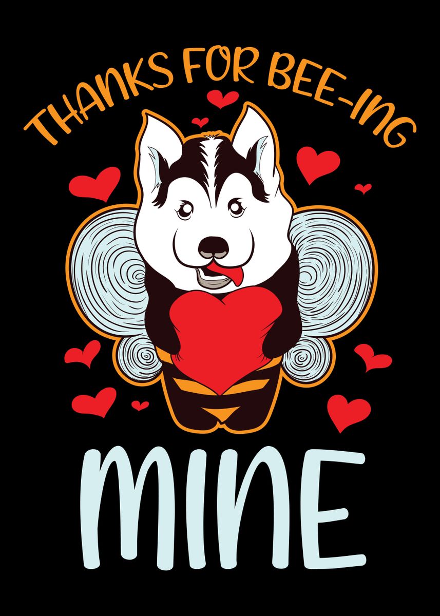 'Siberian Husky Thanks For' Poster, picture, metal print, paint by ...