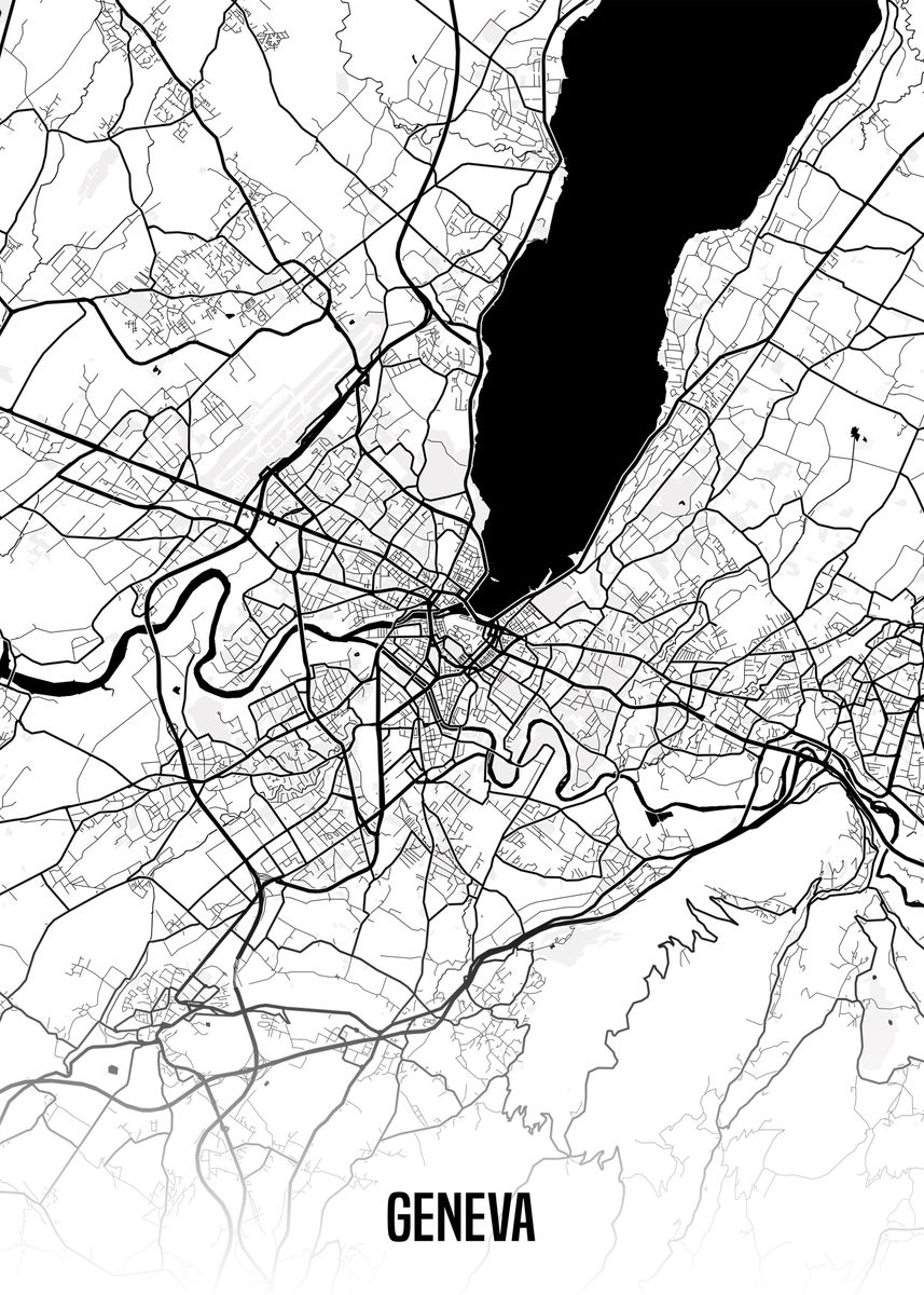 'Geneva map' Poster by Stefano Lunghi | Displate