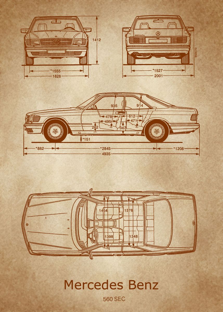'Mercedes Benz 560SEC 1990 ' Poster by shiner artist | Displate