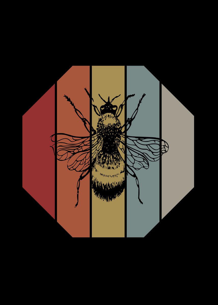 'Retro Bee Poster' Poster by Andrea Guenther | Displate