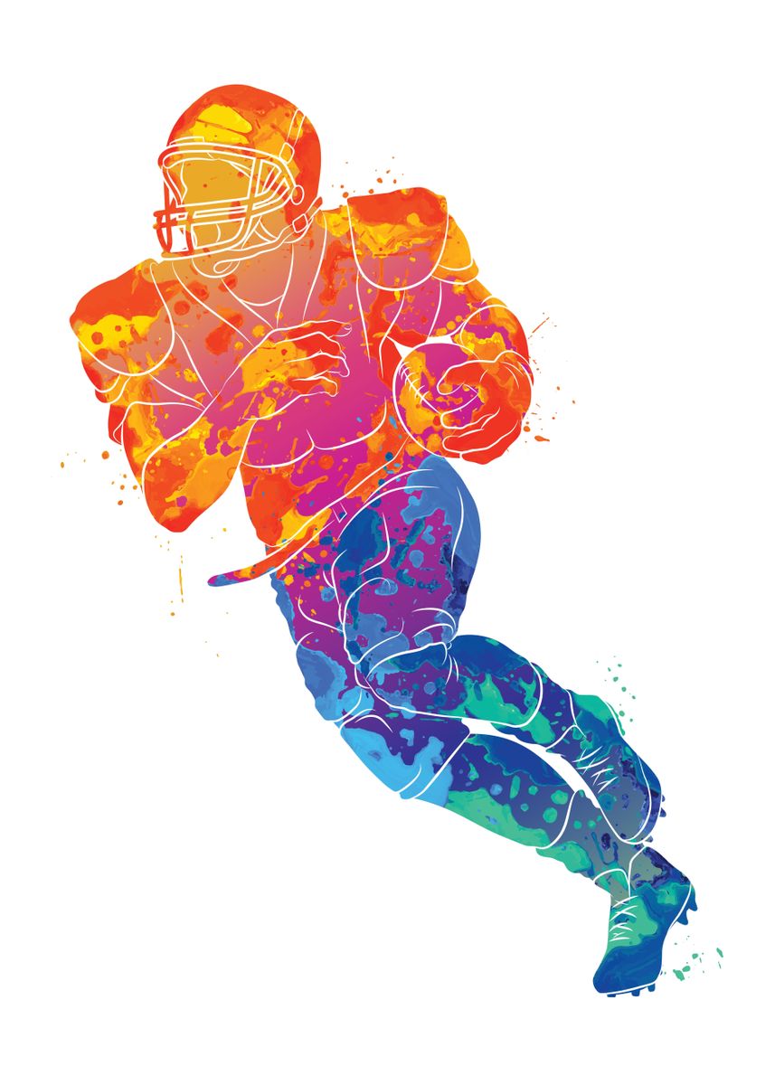 'Watercolor Football' Poster, picture, metal print, paint by ...