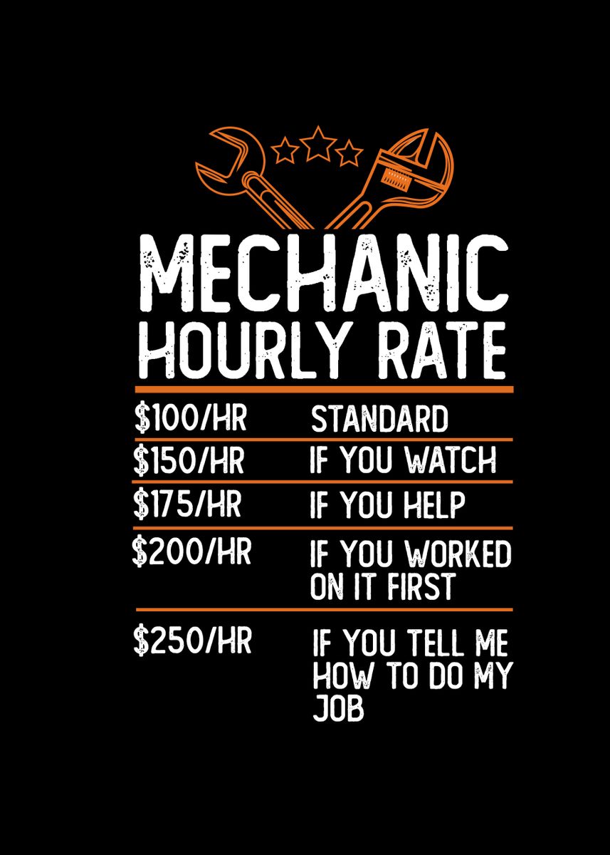 'Mechanic Hourly Rate ' Poster, picture, metal print, paint by ...