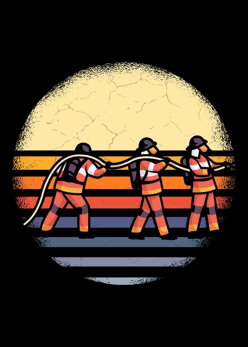 'Firefighter Vintage Gift' Poster, picture, metal print, paint by ...