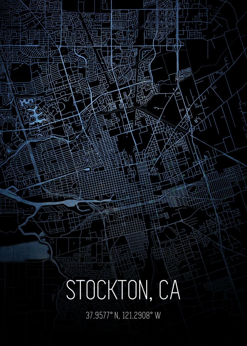 'Stockton City Map' Poster by The Trackless Road | Displate