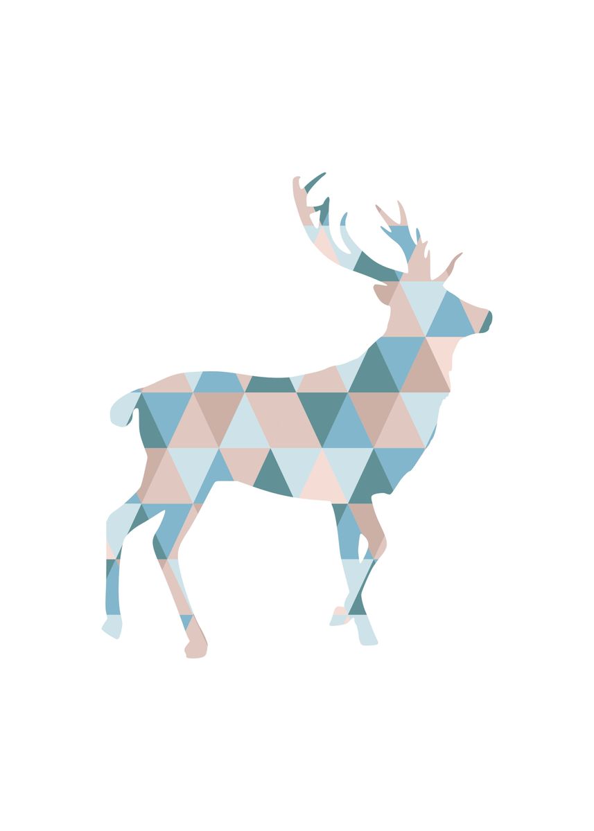 'Deer and Geometric Shapes' Poster by Abner Venasquez | Displate