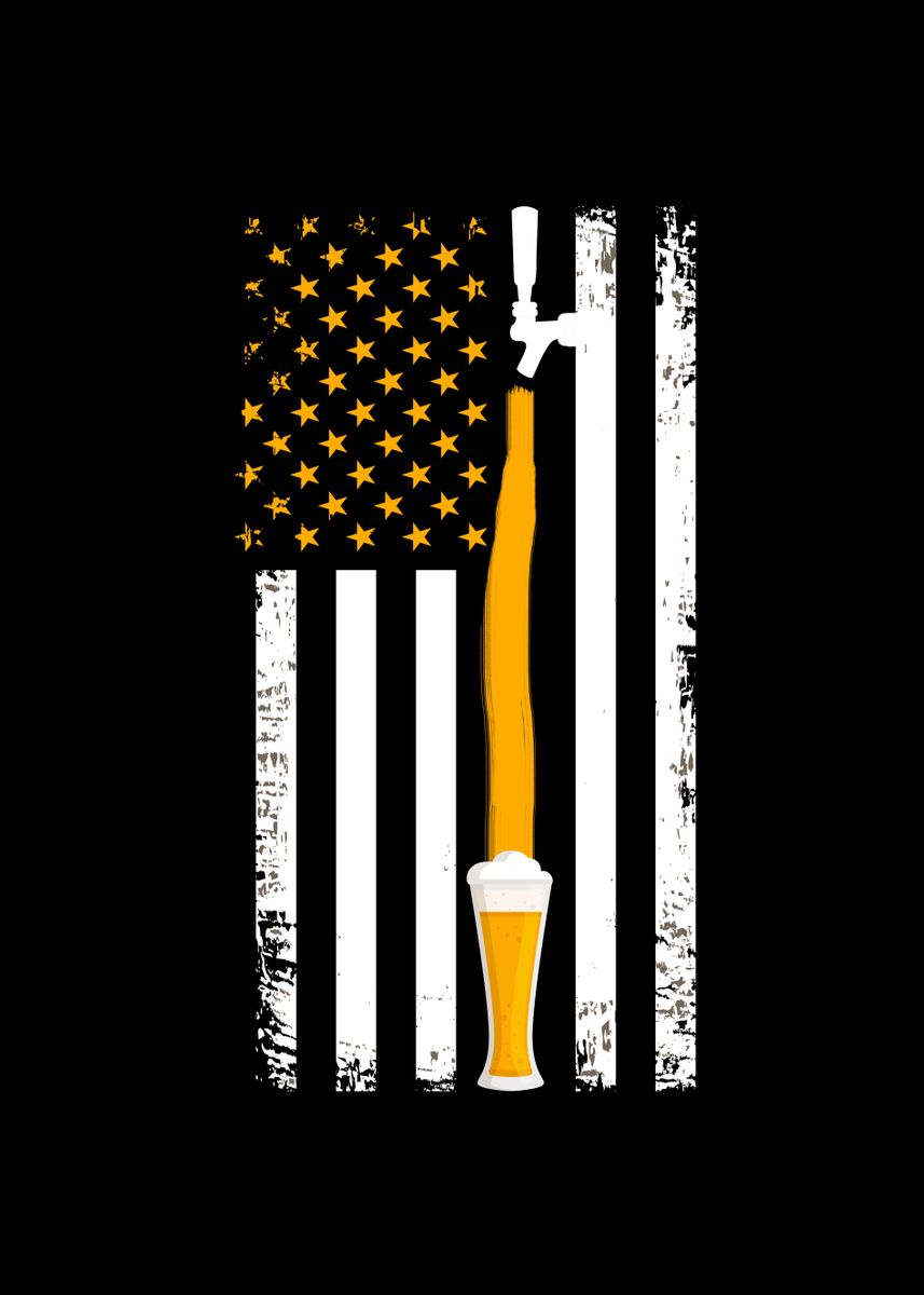 'Craft Beer American Flag' Poster, picture, metal print, paint by ...