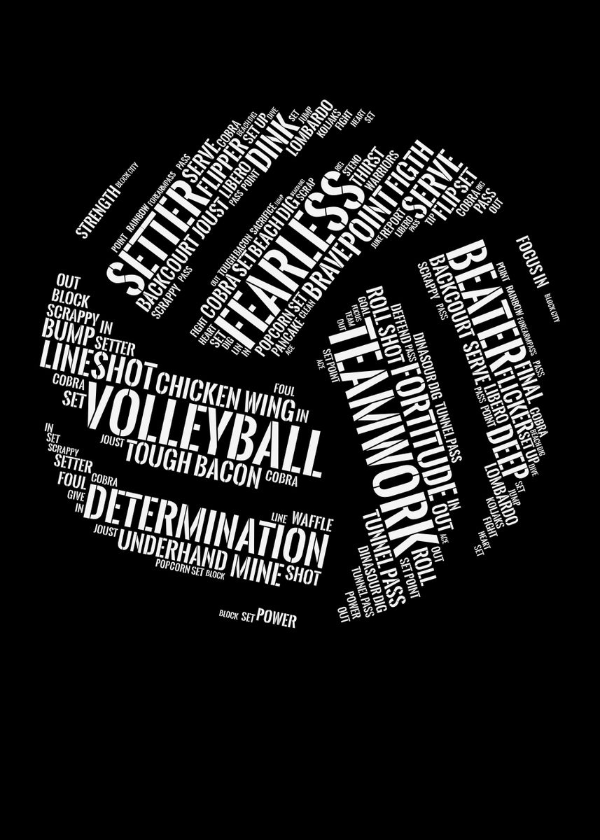 'Volleyball Wordcloud' Poster, picture, metal print, paint by Monster ...
