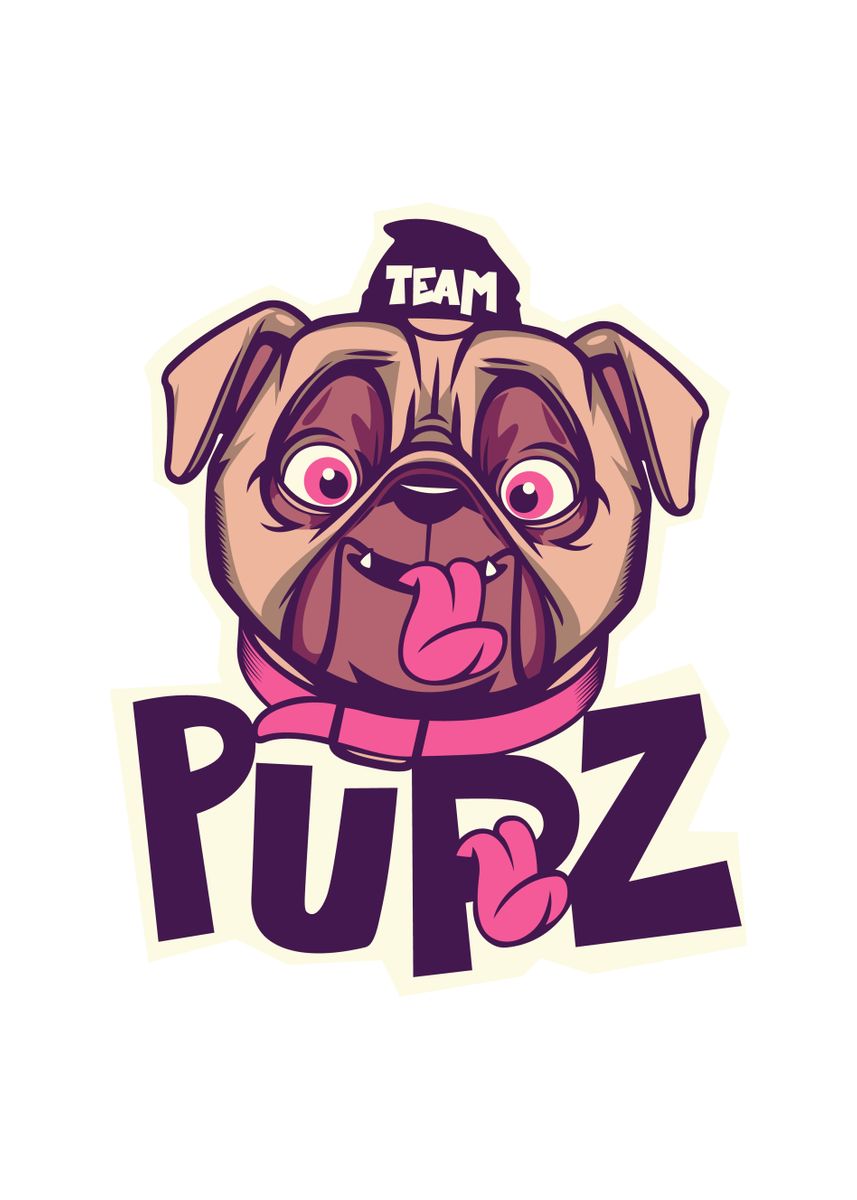 'PUPZ Team Pug' Poster, picture, metal print, paint by MisterGoose ...