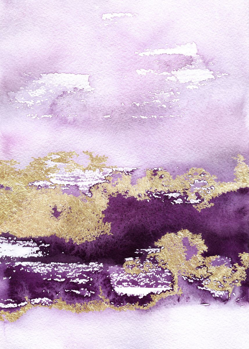 'Purple Gold Abstract 01' Poster by Aloke Design | Displate