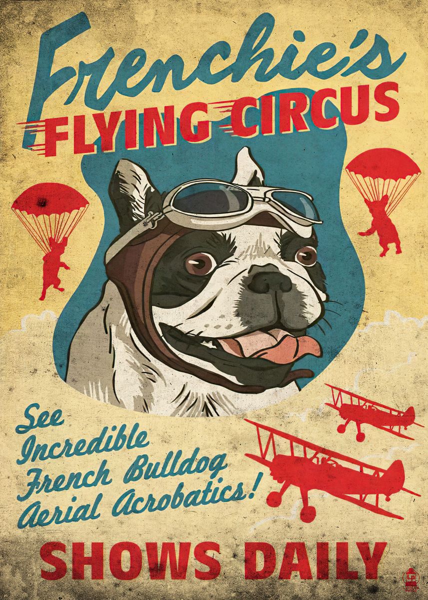 'Frenchies Flying meme' Poster, picture, metal print, paint by Ron ...