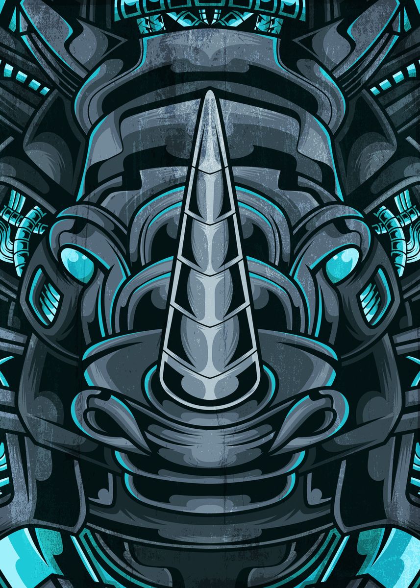 'Mecha Rhino' Poster, picture, metal print, paint by Kunyah | Displate