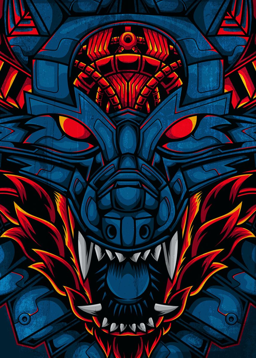 'Mecha Wolf' Poster, picture, metal print, paint by Kunyah | Displate