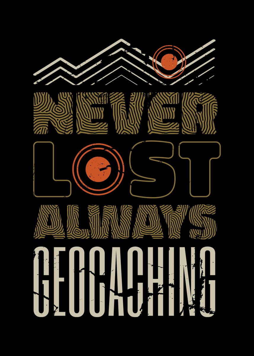 'Never Lost Geocaching' Poster, picture, metal print, paint by ...