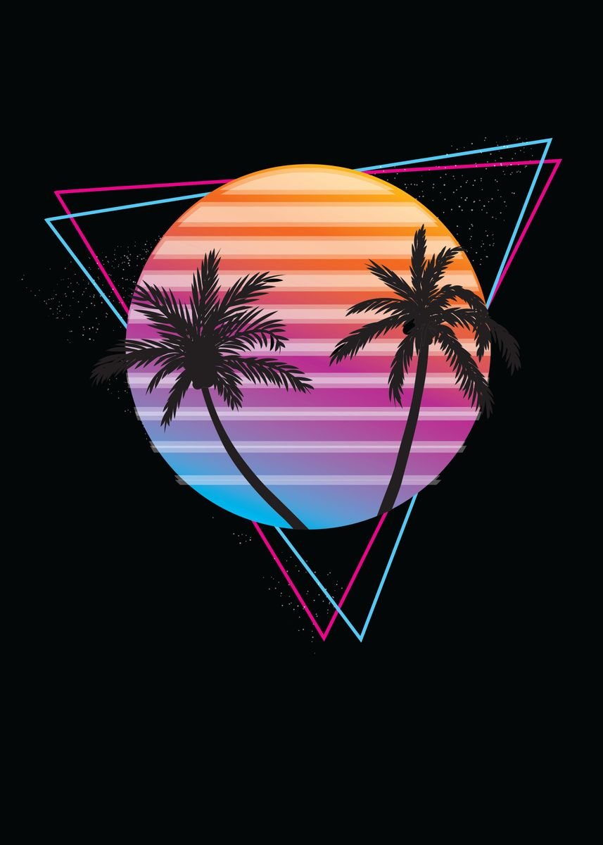 'Retro Sunset 80s ' Poster, picture, metal print, paint by taps ...