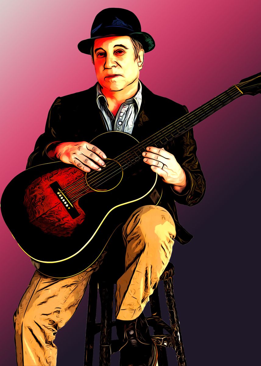 'Paul Simon' Poster, picture, metal print, paint by Bramsgraphic | Displate