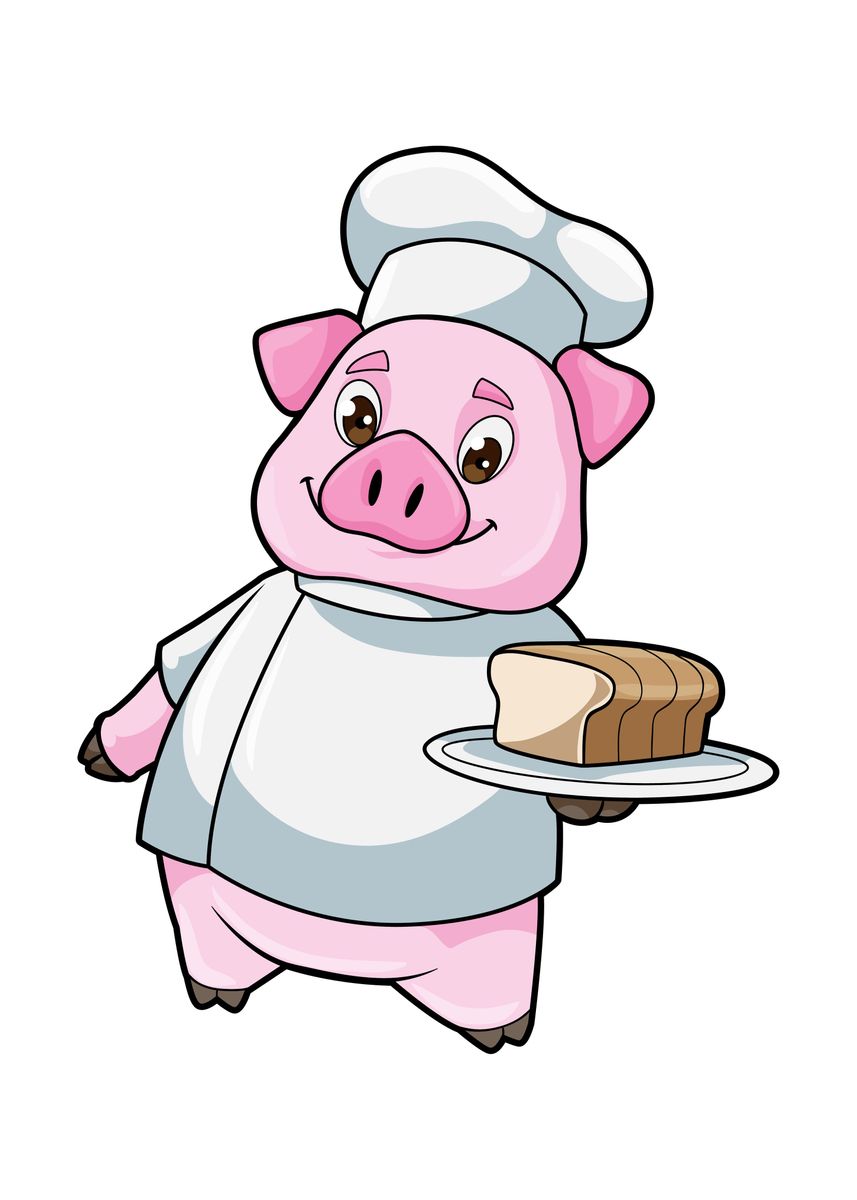 'Pig Chef Platter Cake' Poster, picture, metal print, paint by Markus ...