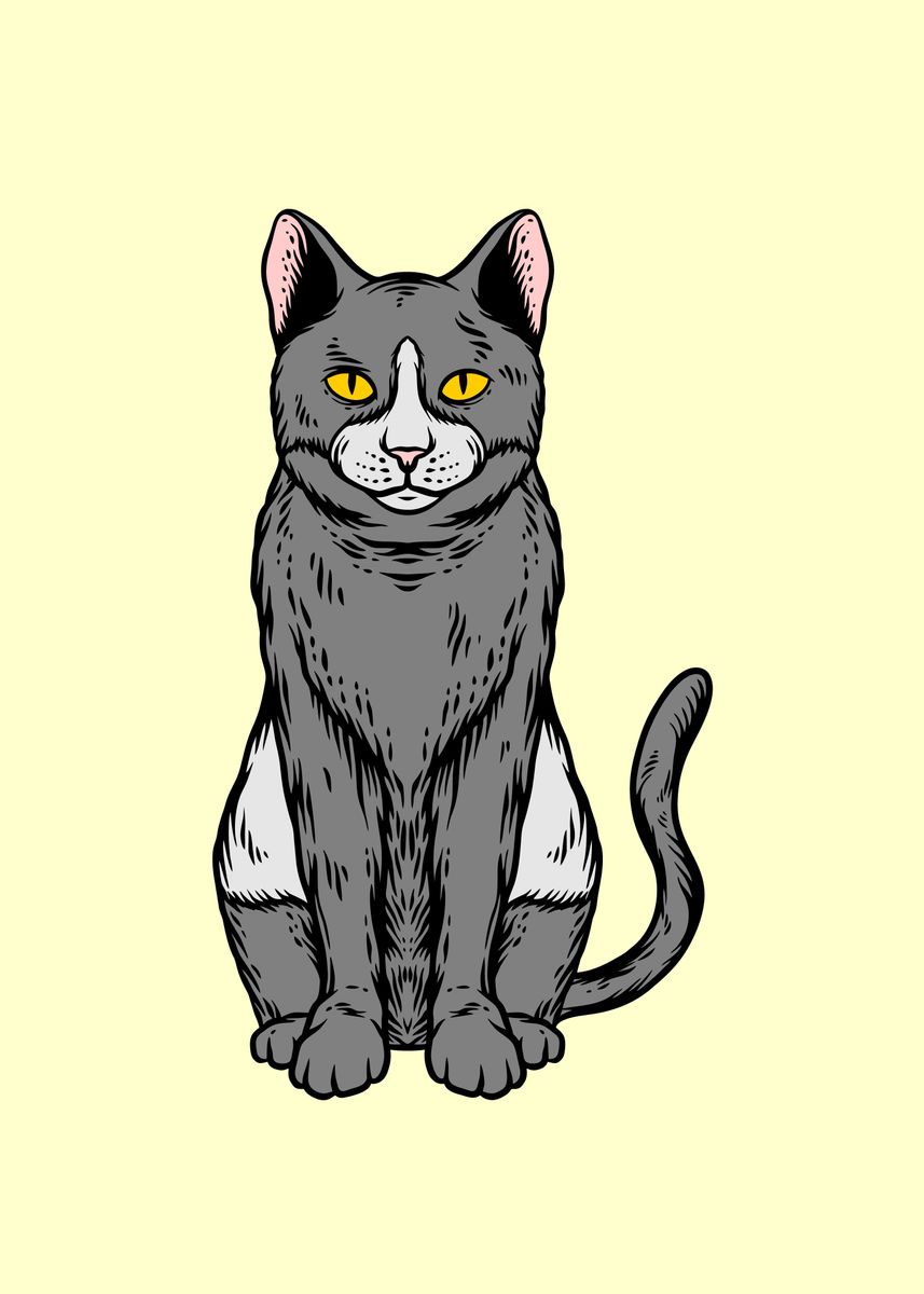 'cat hand drawing' Poster by Lunaxys Artwork | Displate