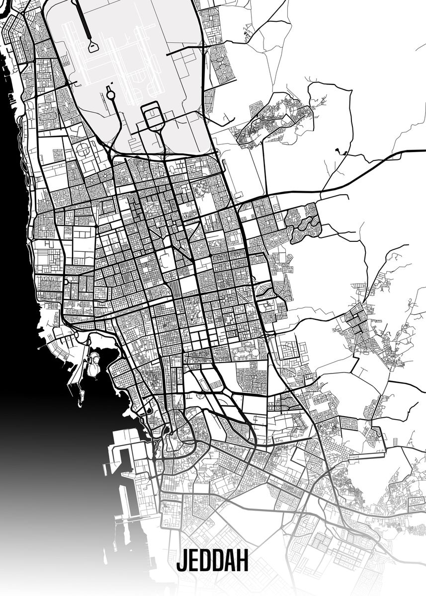 'Jeddah map' Poster, picture, metal print, paint by LUNGHISTE | Displate
