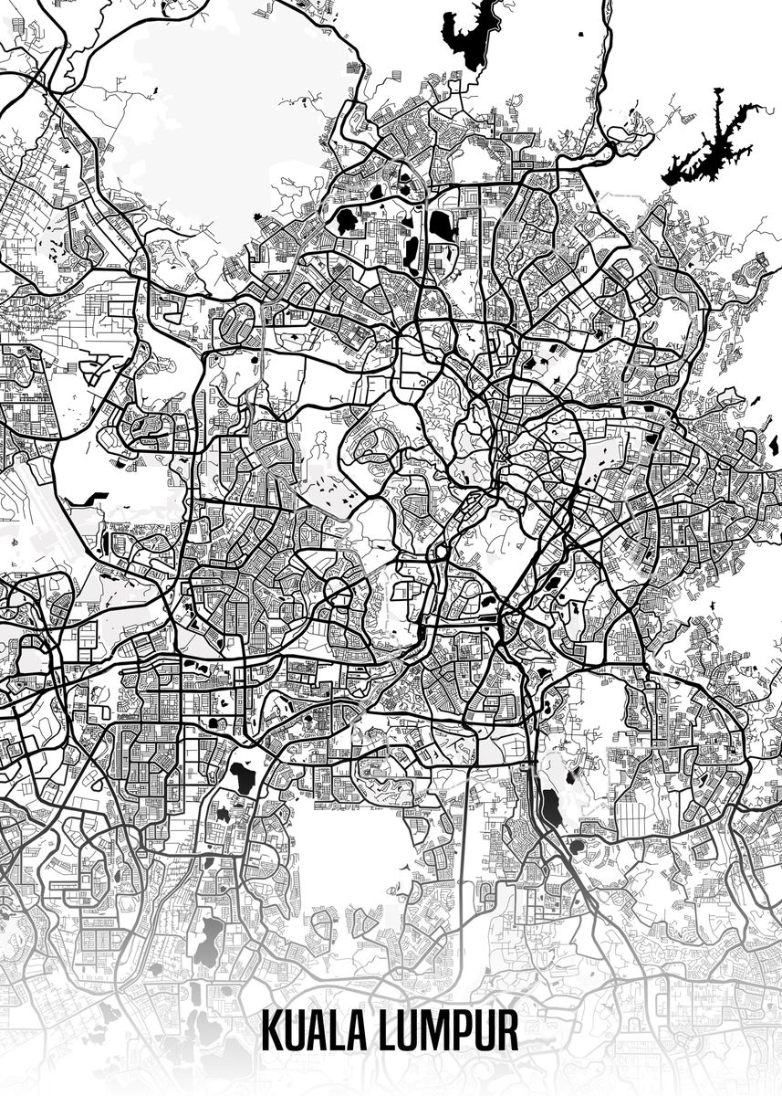 'Kuala Lumpur map' Poster by Stefano Lunghi | Displate