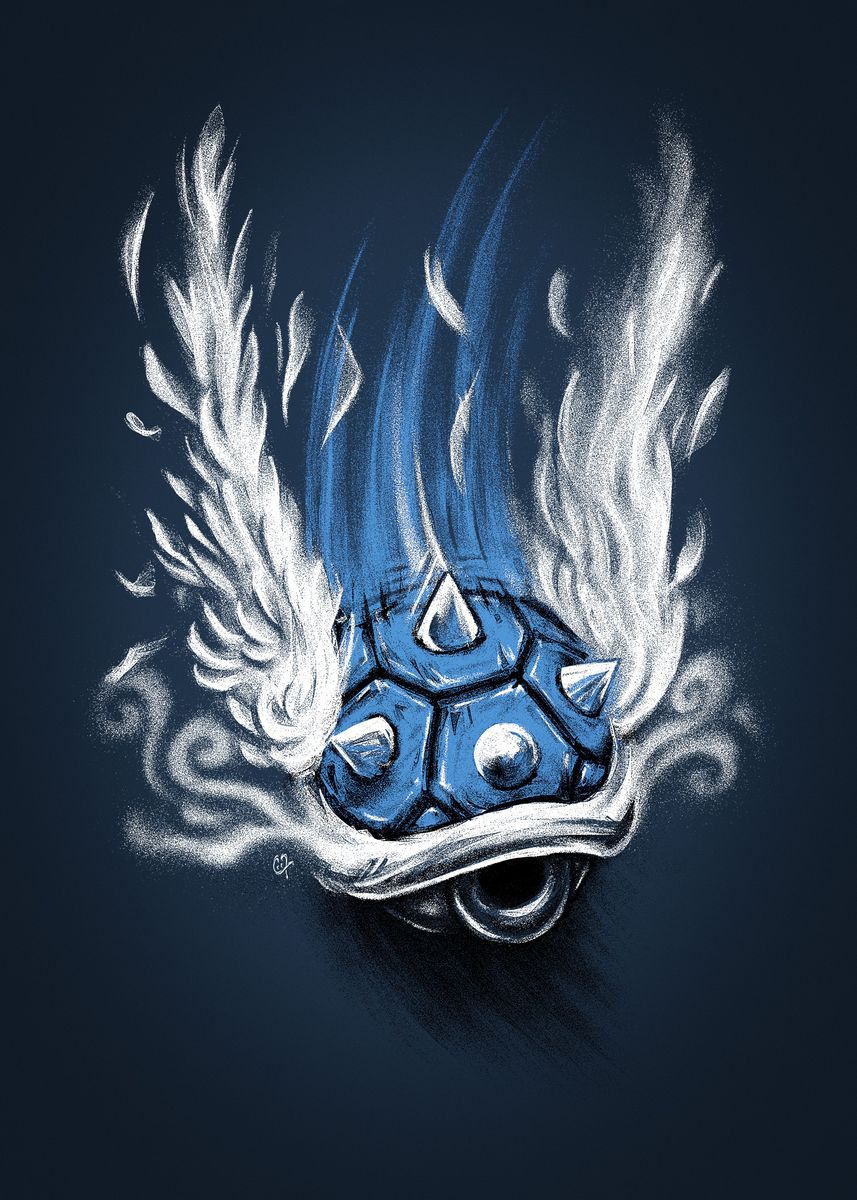 'Blue Shell Attack' Poster, picture, metal print, paint by Patrick ...