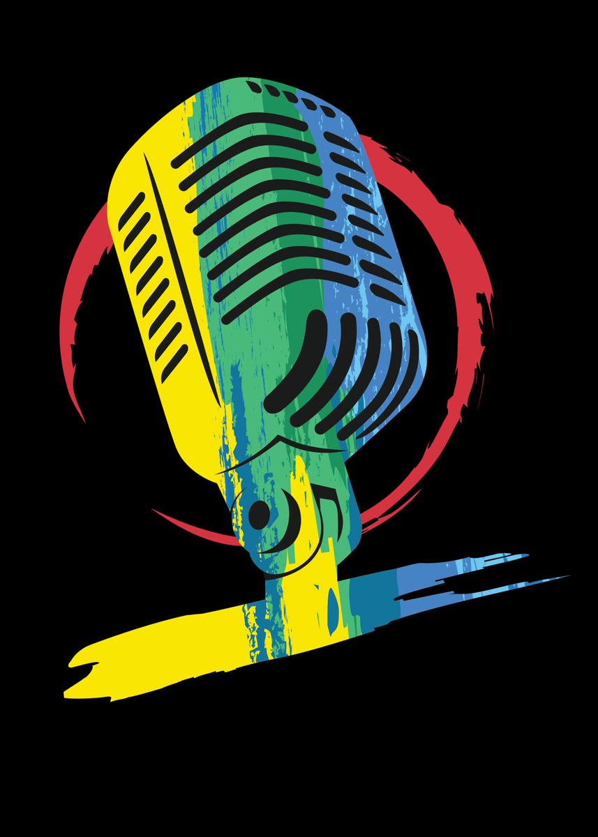 'Colorful Microphone' Poster, picture, metal print, paint by Oliver ...