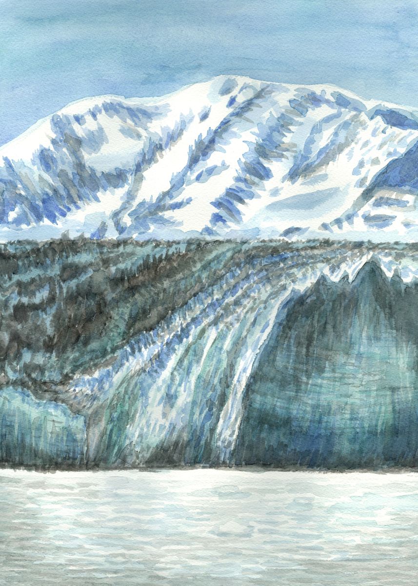 'Alaska Glaciers Watercolor' Poster, picture, metal print, paint by ...