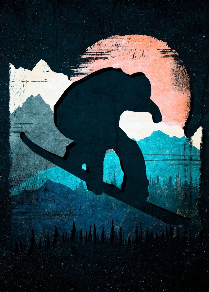 'Snowboard' Poster, picture, metal print, paint by Ilya Danilov | Displate