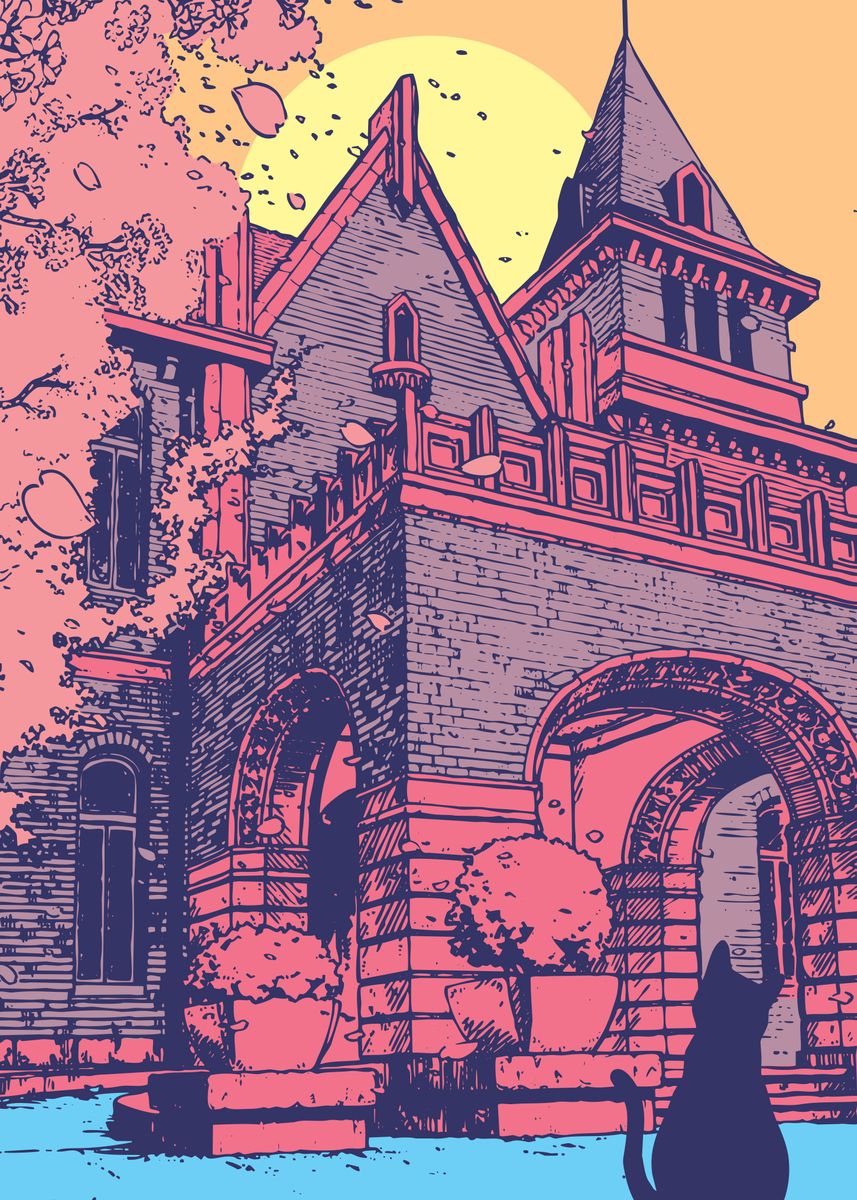 'Japan City Pop Cat 12' Poster by Saphira Design | Displate