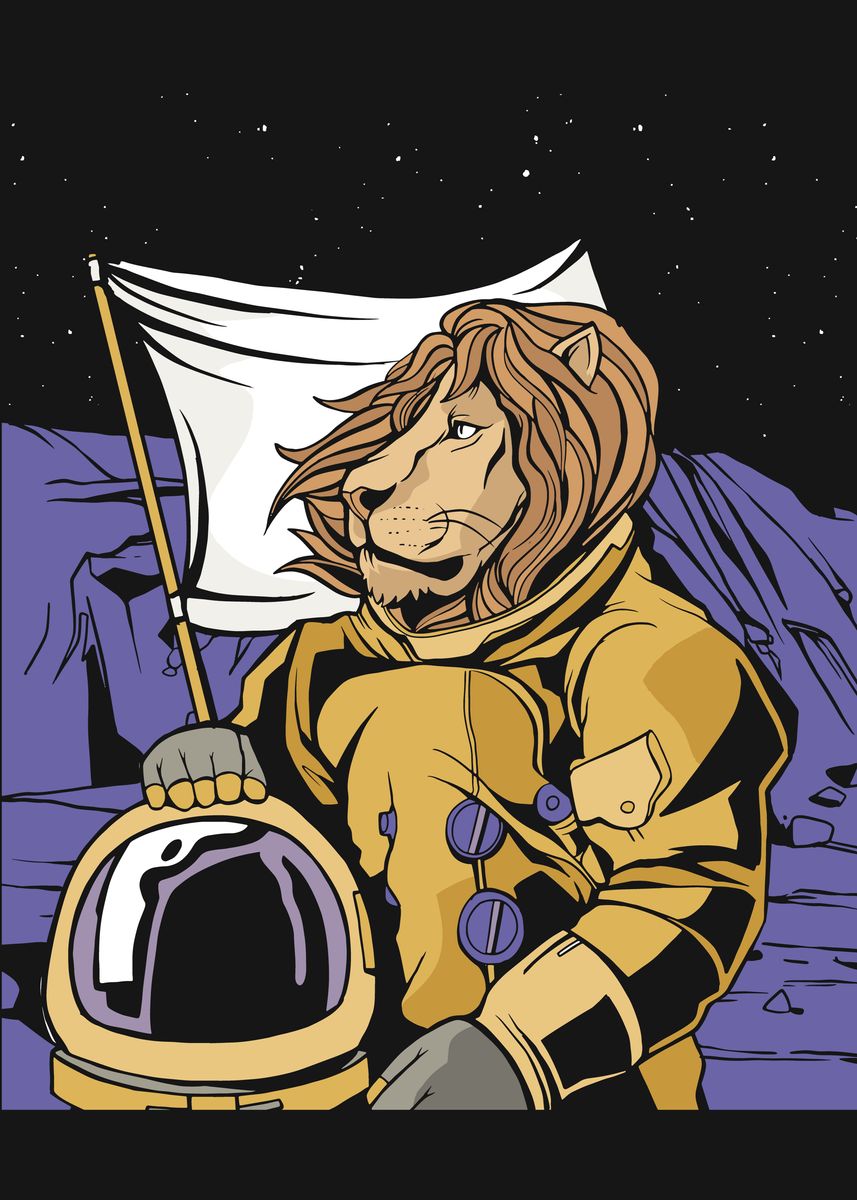 'SPACE LION' Poster, picture, metal print, paint by Kill2Kill | Displate