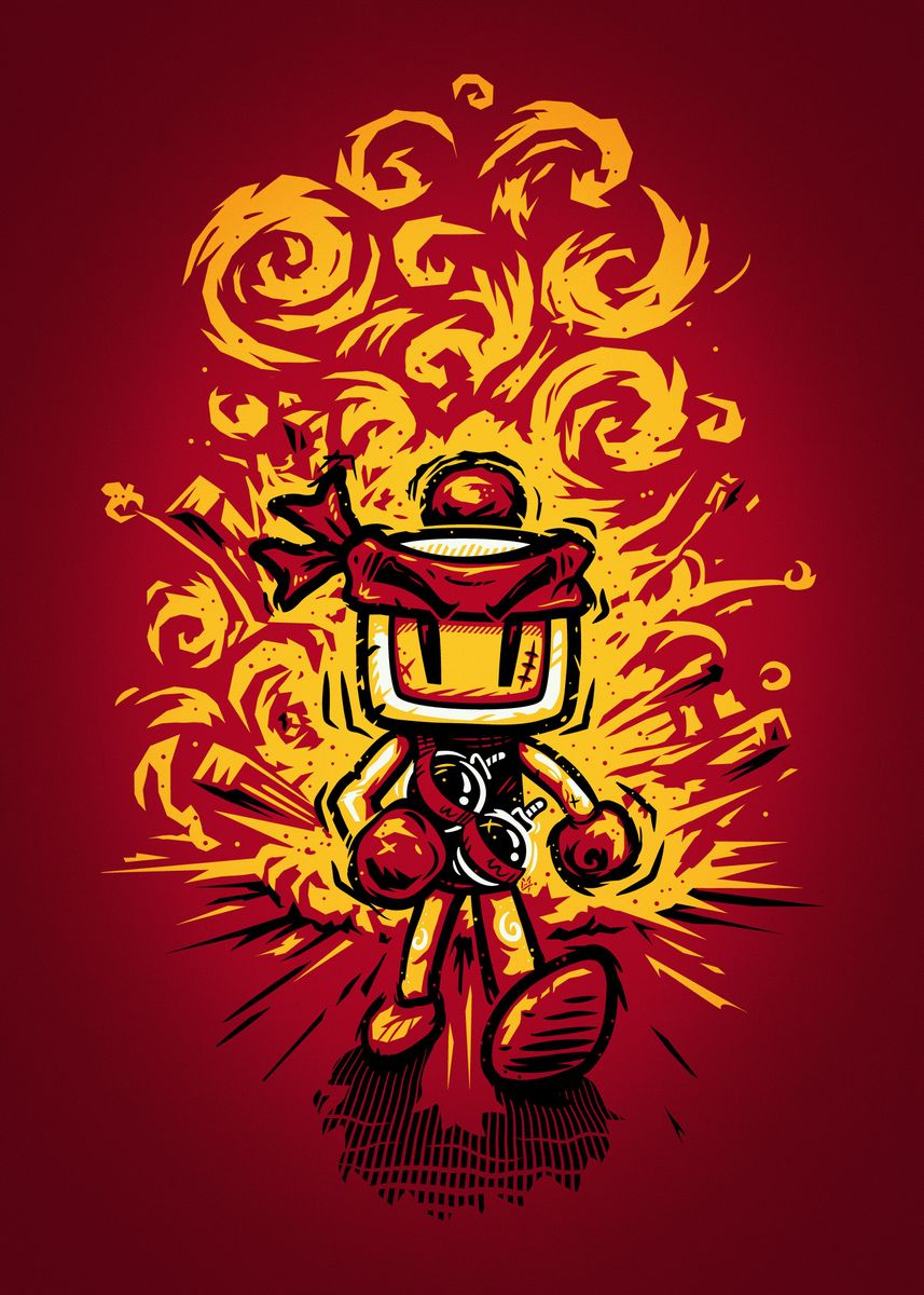 'Bomberman Rambo' Poster, picture, metal print, paint by Patrick ...