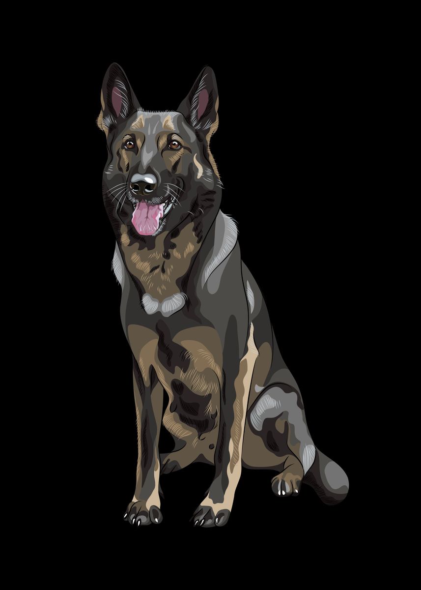 'German Shepherd' Poster, picture, metal print, paint by One Piece WRLD ...
