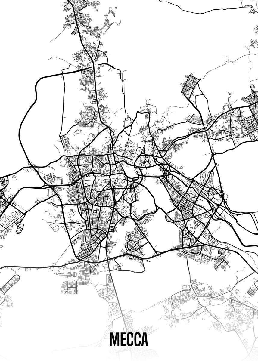 'Mecca map' Poster, picture, metal print, paint by LUNGHISTE | Displate