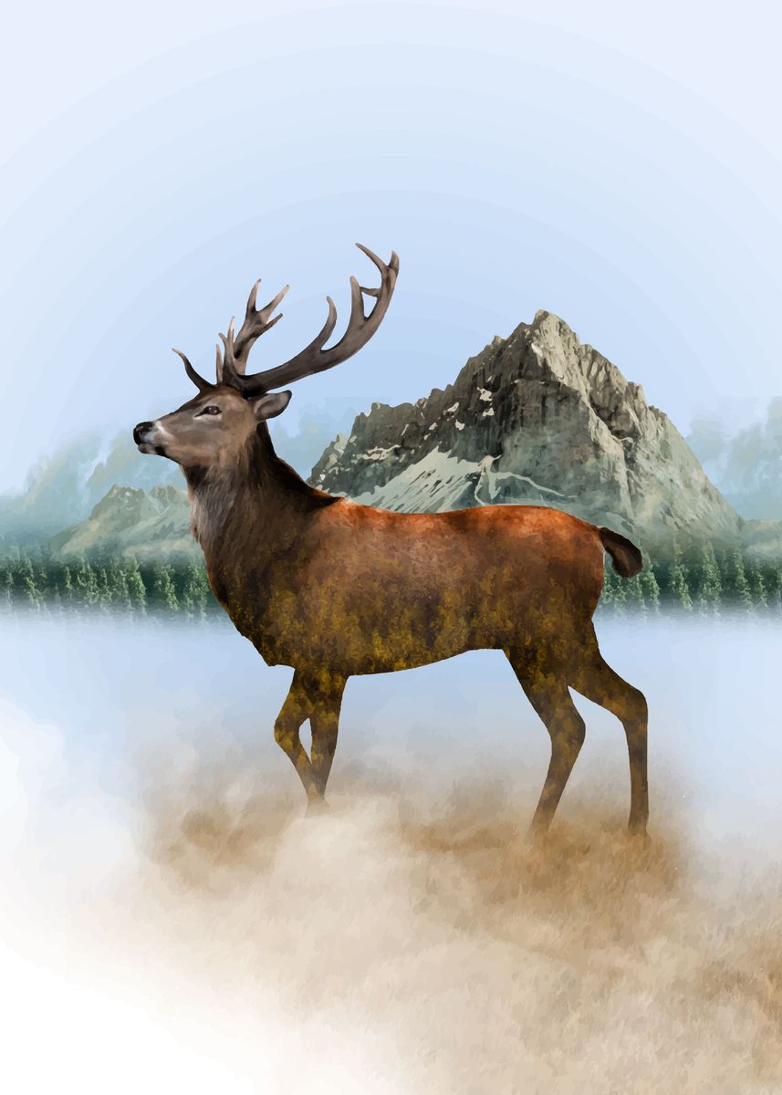 'Deer ' Poster, picture, metal print, paint by Art Creative | Displate