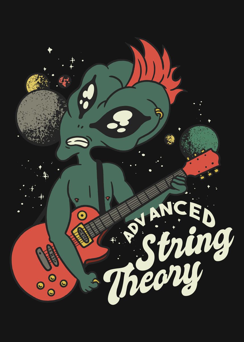 'Alien Guitar Nerd UFO Punk' Poster, picture, metal print, paint by ...