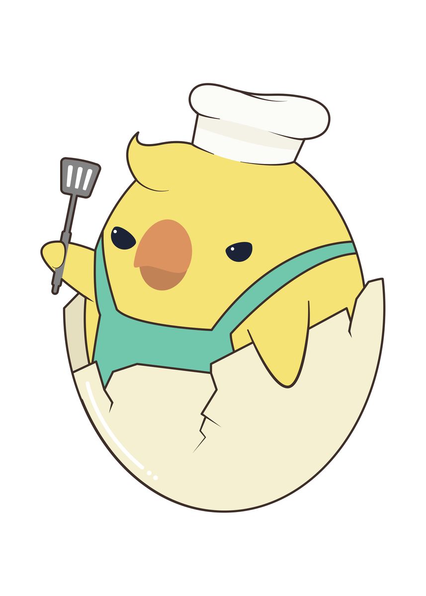 'Chick Chef Wooden spoon' Poster, picture, metal print, paint by Markus ...