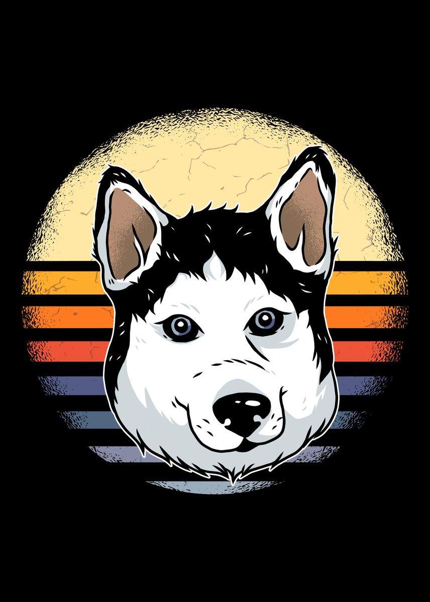 'Husky Vintage Huskies Dogs' Poster, picture, metal print, paint by ...