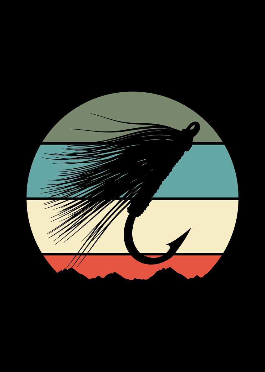 'Fish Hook Fishing Retro' Poster, picture, metal print, paint by Mealla ...
