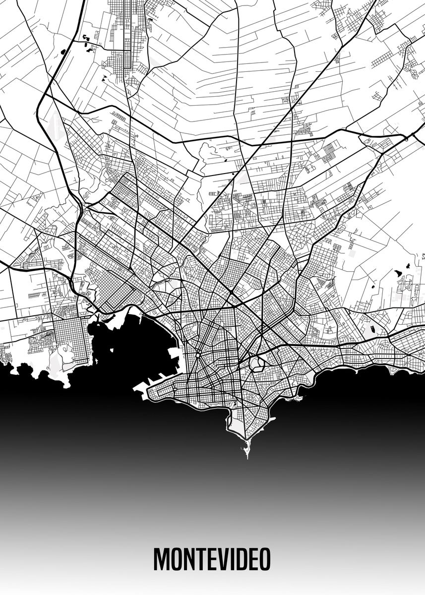 'Montevideo map' Poster by Stefano Lunghi | Displate