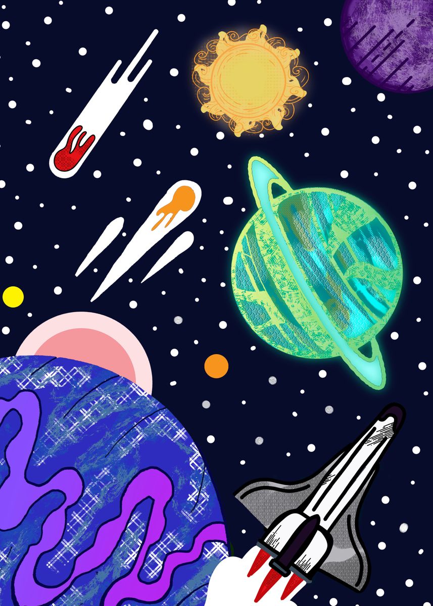 'Shuttle up' Poster, picture, metal print, paint by Crafty Cat ...