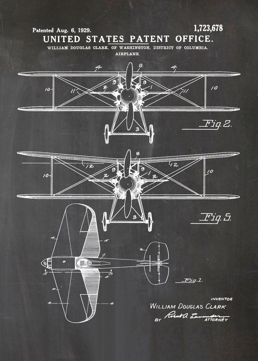 '8 Biplane Patent Print' Poster, picture, metal print, paint by Roy ...