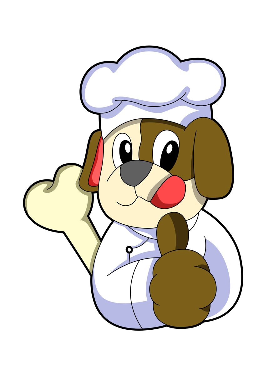 'Dog Bone Chef Chef hat' Poster, picture, metal print, paint by Markus ...