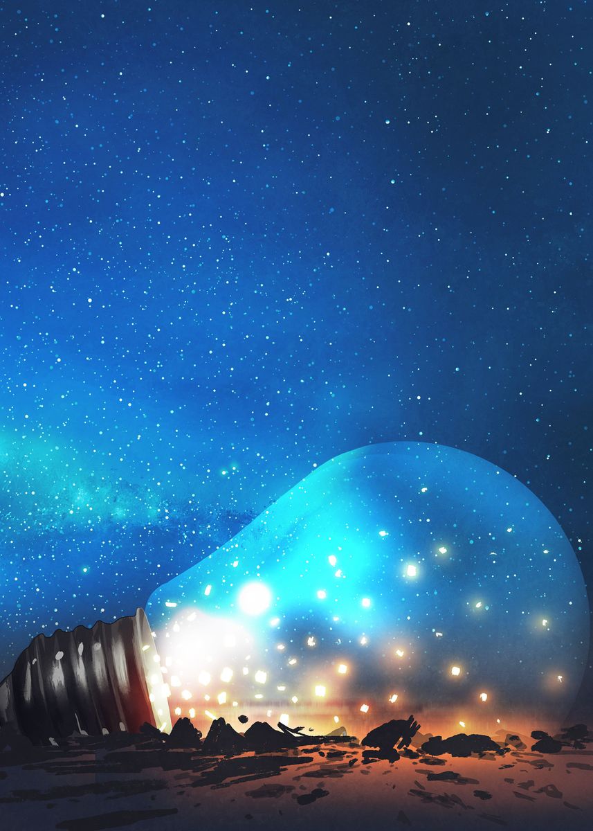 'Fireflies at Night Light' Poster, picture, metal print, paint by ...