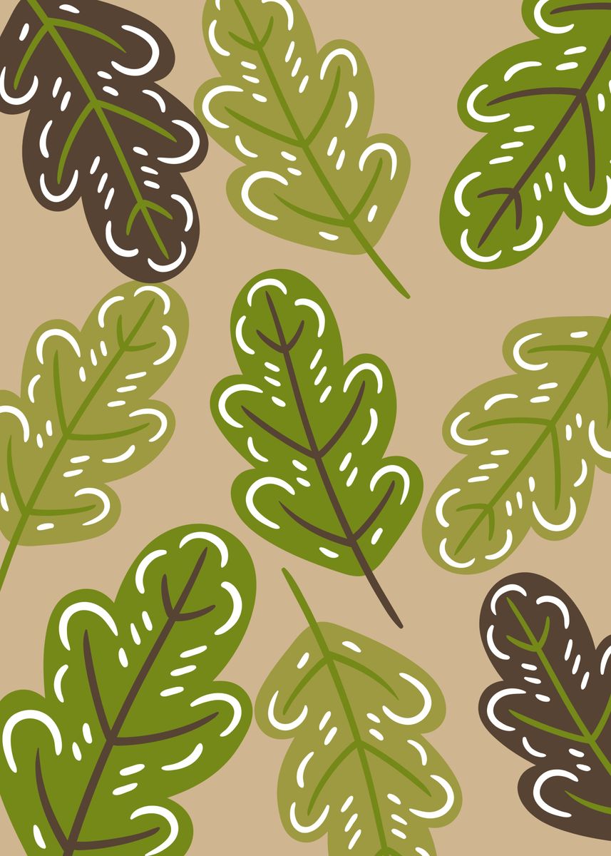 'leaf patern ilustration' Poster, picture, metal print, paint by Ziartz ...