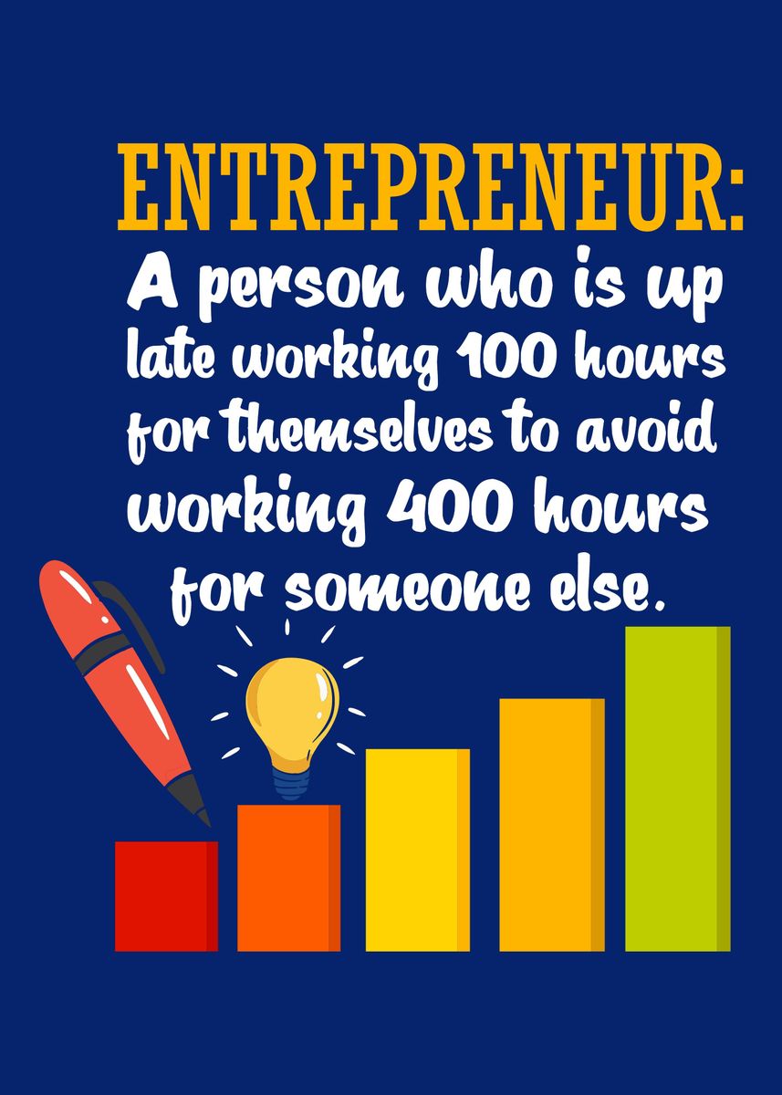 'Funny Entrepreneur Quote' Poster, picture, metal print, paint by ...