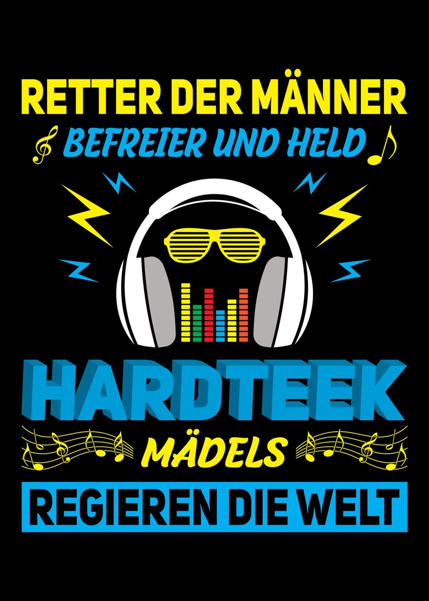 'Hardtekk Tekk Techno Woman' Poster, picture, metal print, paint by ...