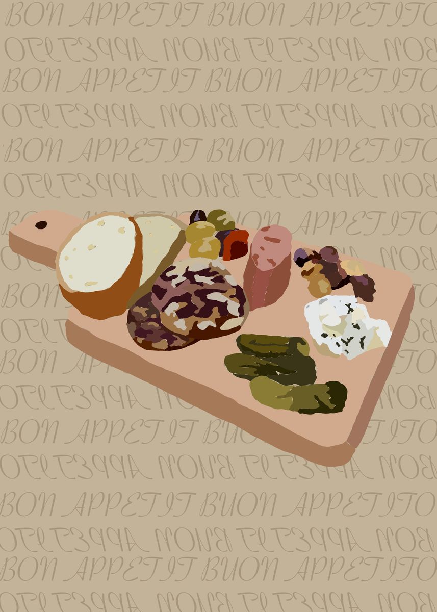 'Cheese Board Abstract Wine' Poster by Sophie | Displate